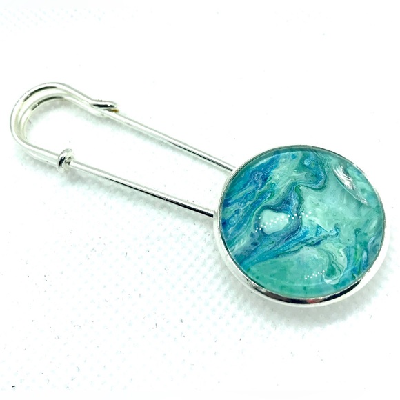 Hand Crafted | Jewelry | Brooch Large Safety Pin Hand Painted Glass ...